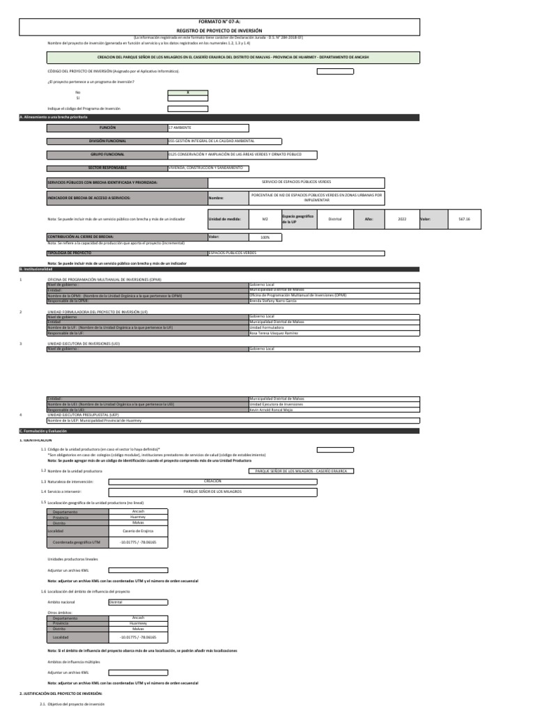 Formato 7 A-Parque | PDF | Asociación público-privada | Infraestructura