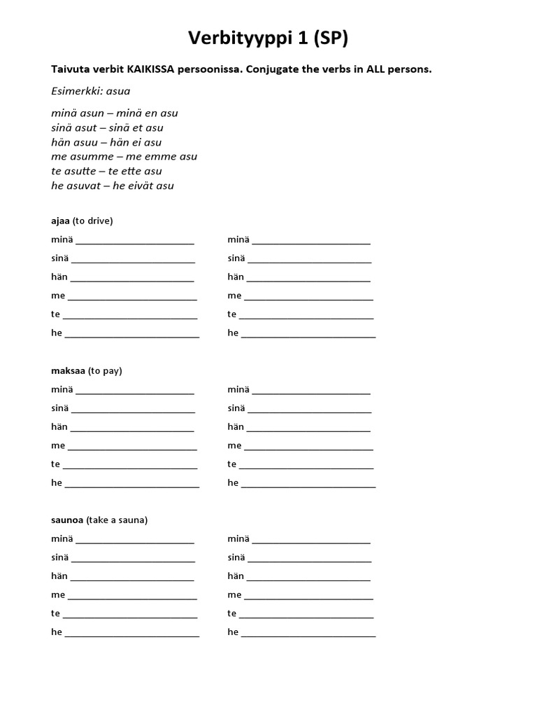 Taivuta Verbit | PDF