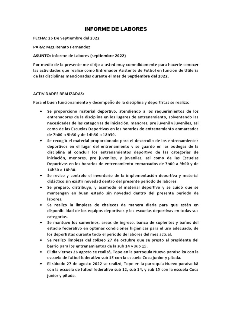 Informe de Labores | PDF