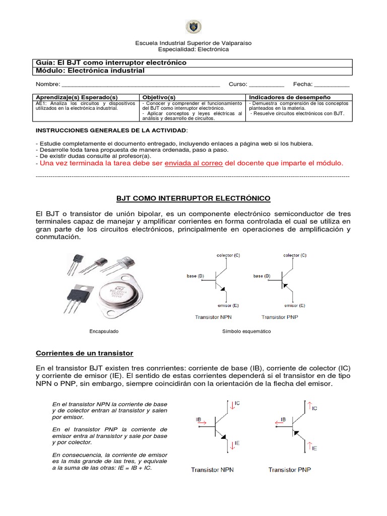 03 El BJT Como Interruptor Electrónico | PDF | Transistor de unión bipolar | Transistor