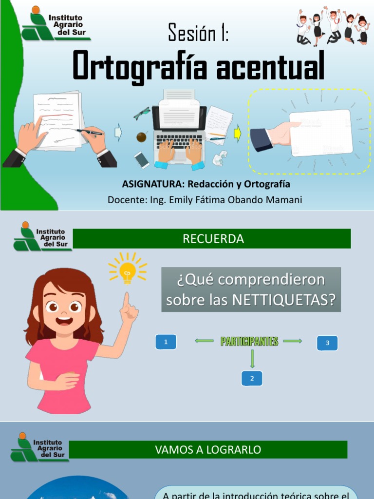 Sesión 1 - Ortografia Acentual | PDF | Vocal | Sílaba