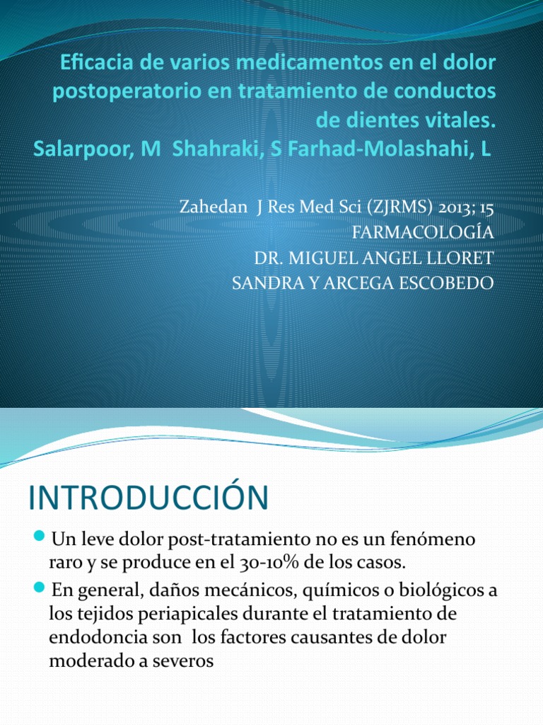 Eficacia de Varios Medicamentos en El Dolor Postoperatorio | PDF ...