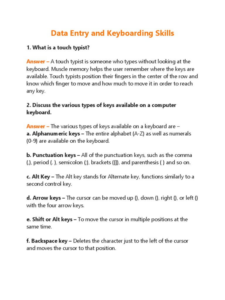 Mastering Keyboarding Skills for Data Entry | PDF | Computer Keyboard ...