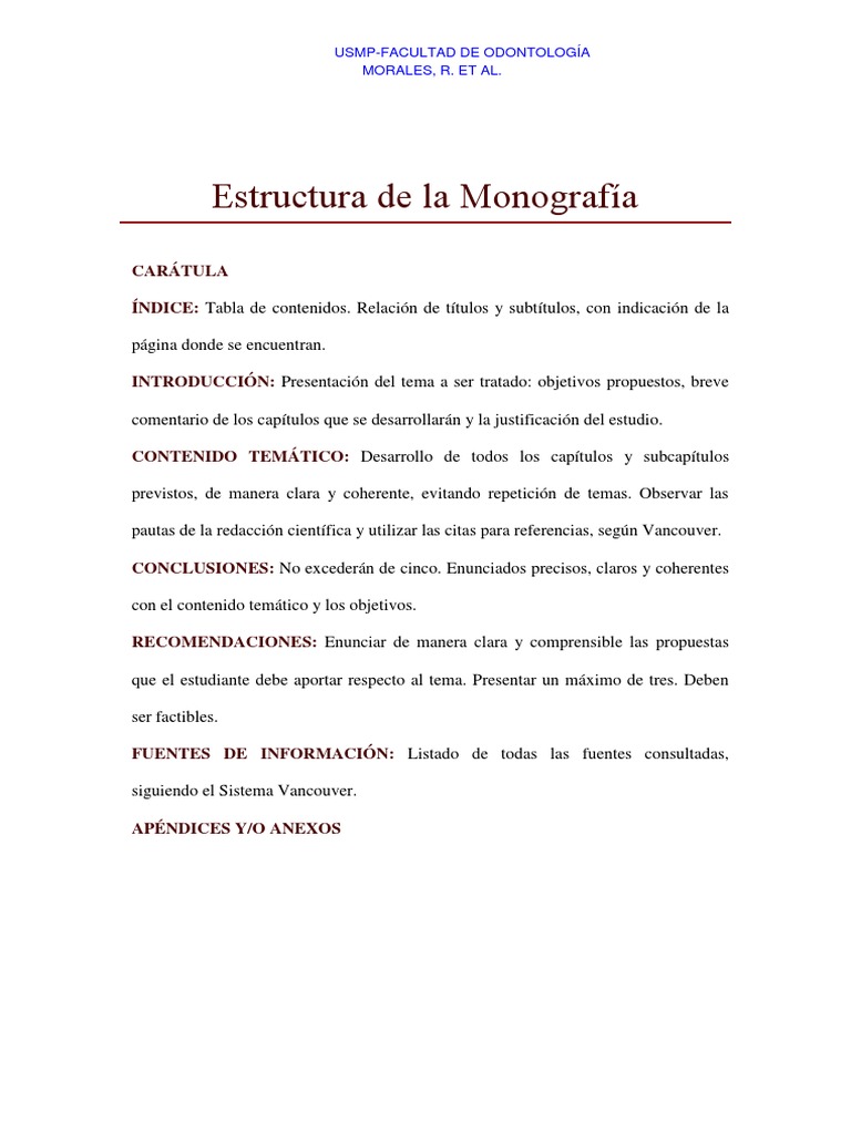 Estructura de una Monografía Académica | PDF | Especialidades Medicas | Medicina CLINICA