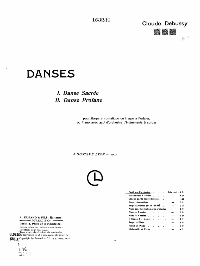 Debussy Claude Danse Sacra e Et Danse Profane | PDF