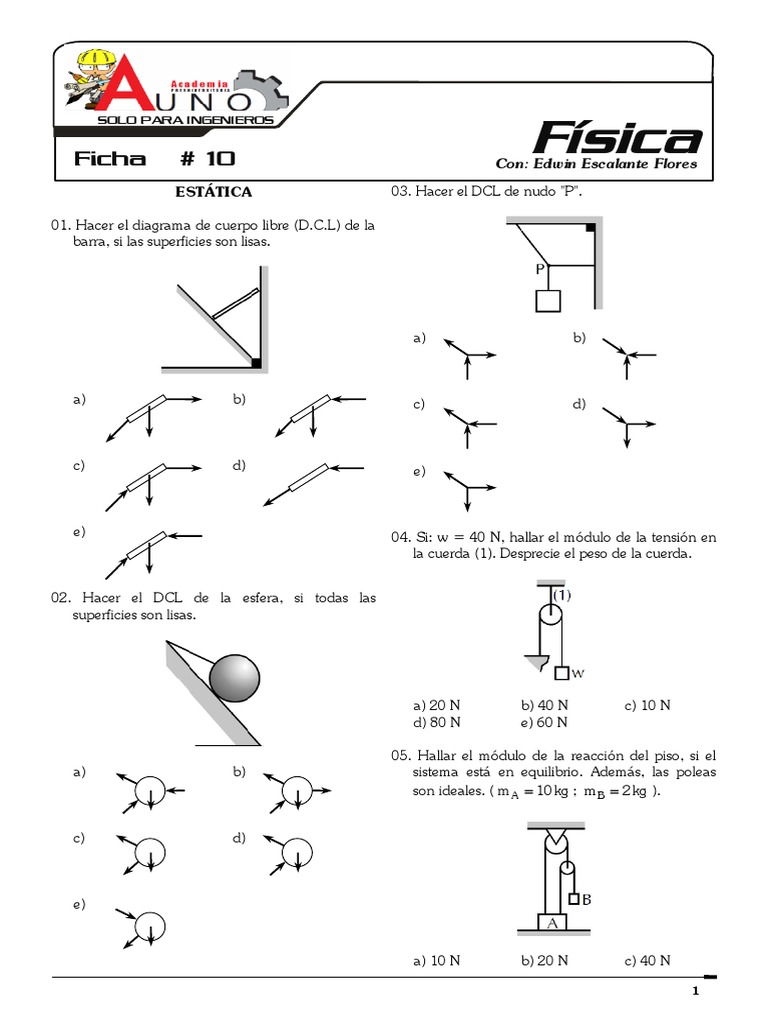 Fórmulas de Estática y Equilibrio | PDF | Tensión (Física) | Mecanica ...