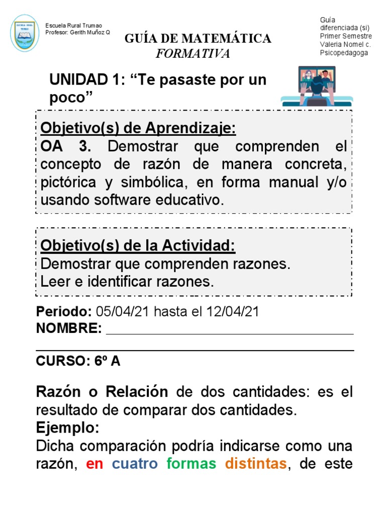 GUÍA DE MATEMATICA 6º BÁSICO Yinger | PDF | Matemáticas