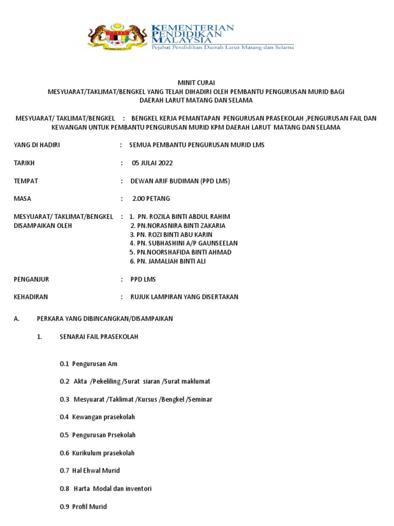 MINIT CURAI Peamntapan Fail Pra | PDF