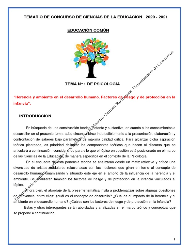 Tema #1 de Psicología - EDUCACIÓN Común - Período 2020 - 2021 | PDF ...