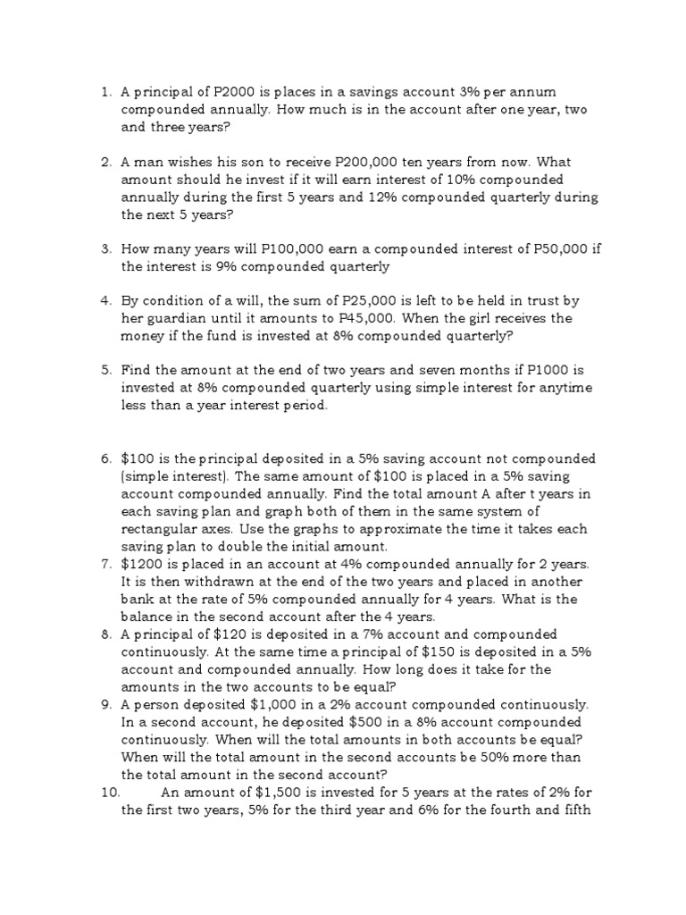 Compound Interest Example Problems | PDF | Interest | Interest Rates