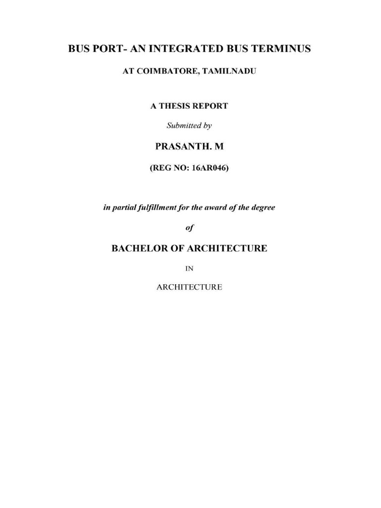 Prasanth M Bus Port Integrated Bus Terminus Thesis | PDF