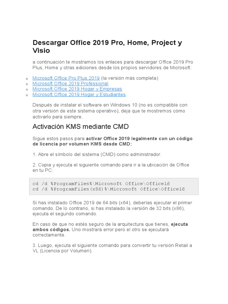 Descargar y Activar Office 2019 Pro | PDF Descargar y Activar Office 2019 Pro | PDF