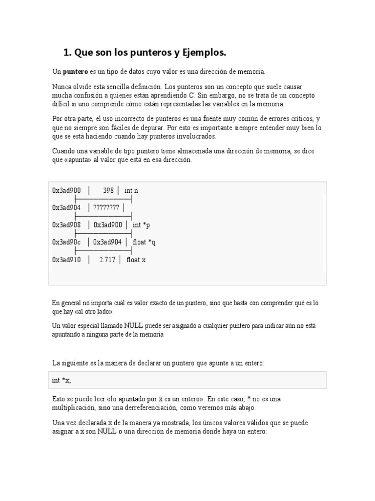 Que Son Los Punteros y Ejemplos | PDF
