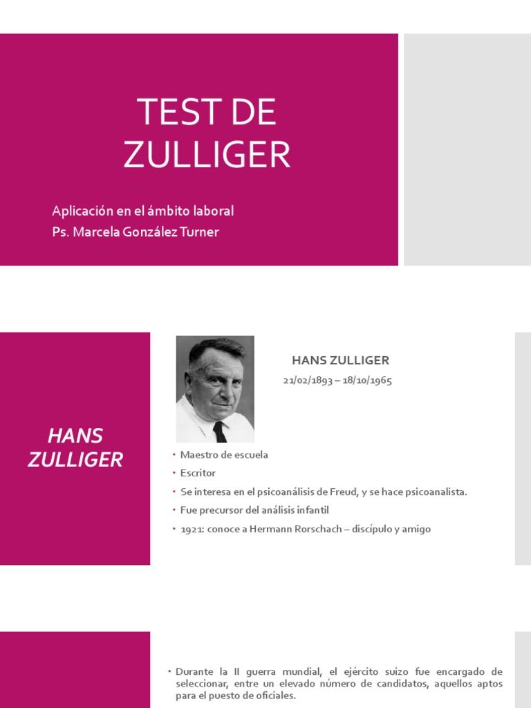 Clases Test de ZULLIGER | PDF | Sicología | Ciencia cognitiva
