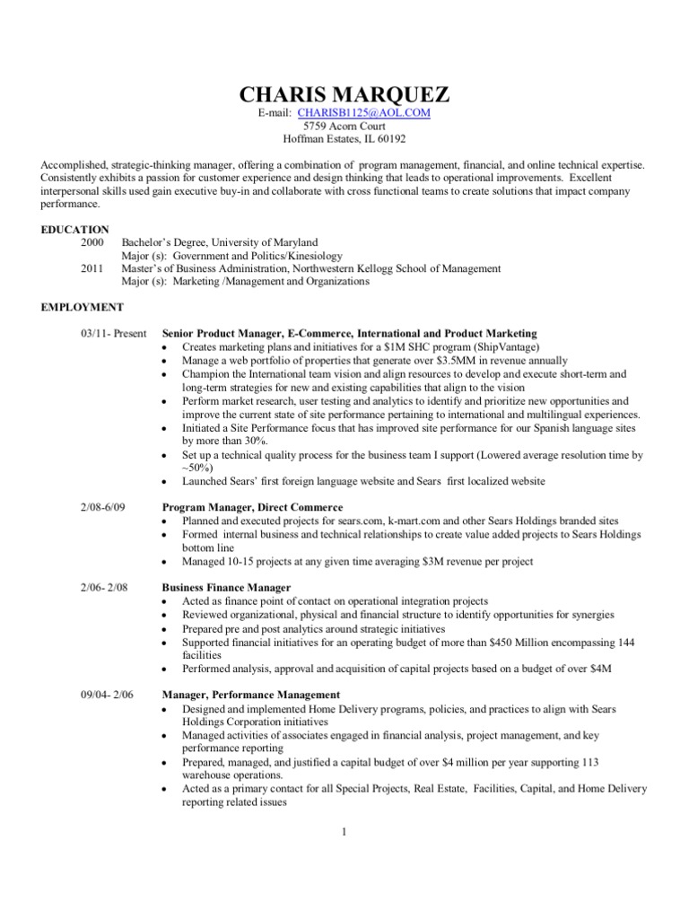 Charis Marquez Resume | Download Free PDF | Sears | Marketing