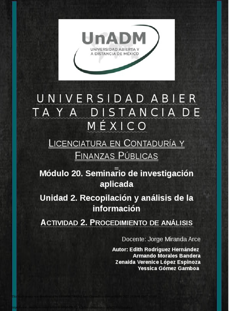 M20 U2 A2 Procedimiento de An Lisis | Descargar gratis PDF | Información | Investigación ...