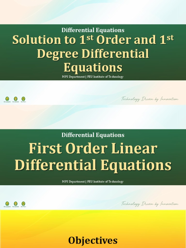 MTPDF5 Solution To 1st Order and 1st Degree Differential Equations ...