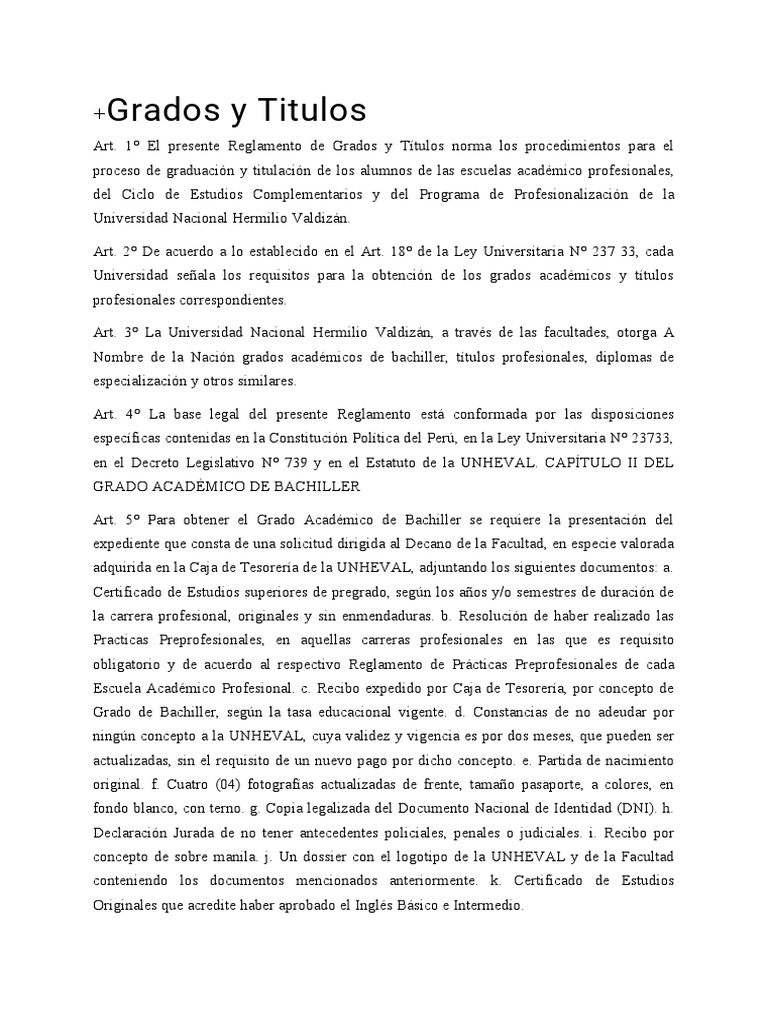 Grados y Titulos | PDF | Titulo academico | Licenciatura