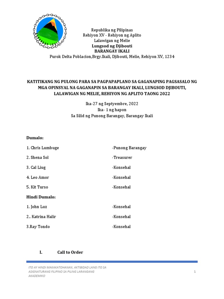 Katitikan NG Pulong | PDF