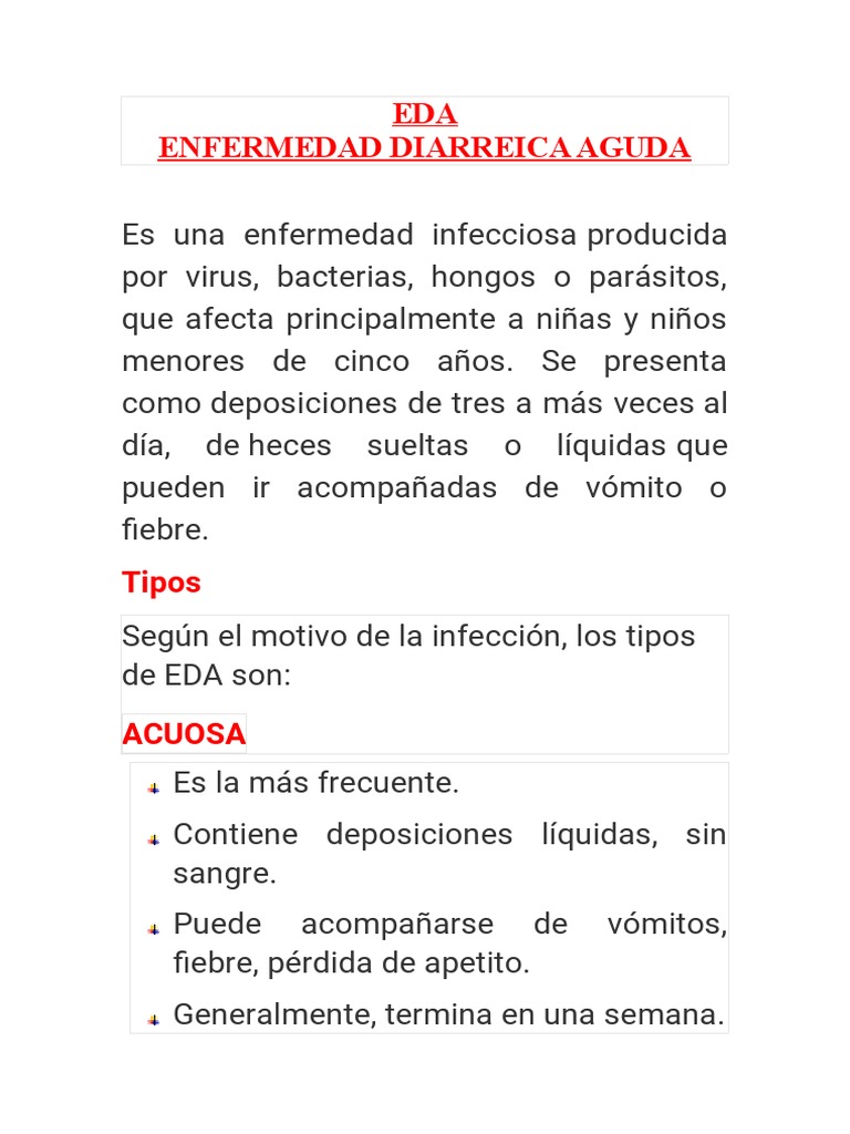 EDA Enfermedad Diarreica Aguda | PDF | Diarrea | Heces