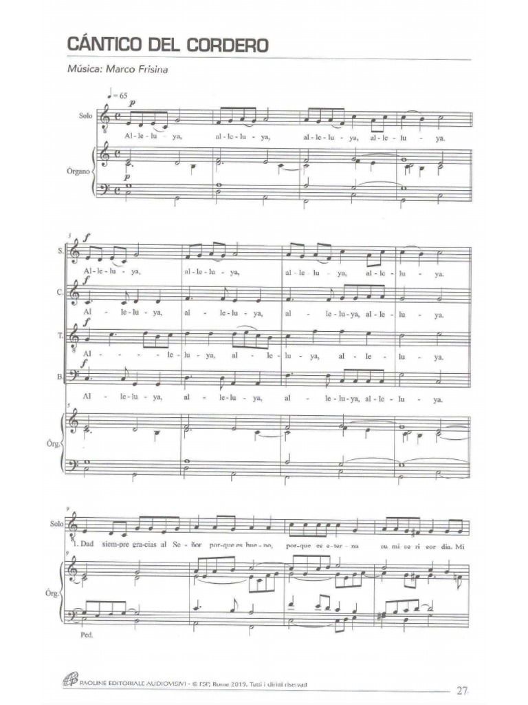 Aleluya (Cántico Del Cordero) - M. Frisina | PDF