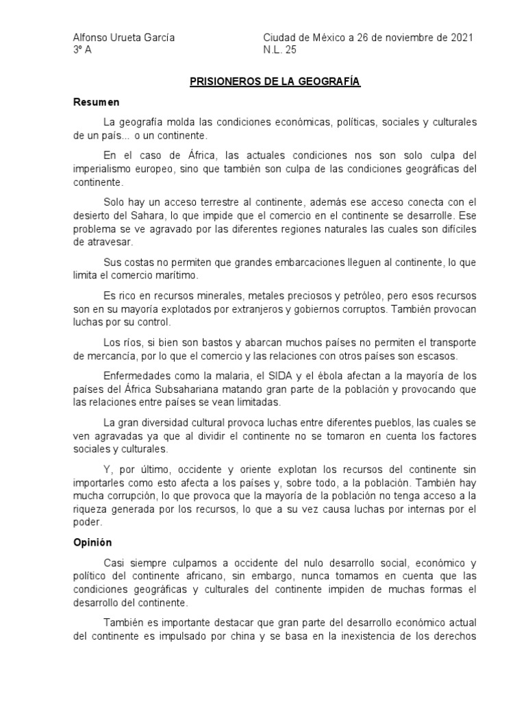 Prisioneros de La Geografía | PDF