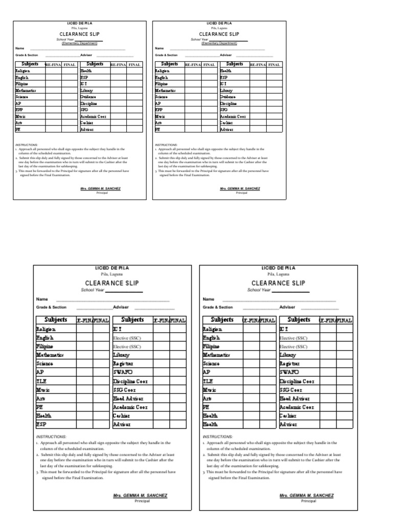 Clearance Slip | PDF