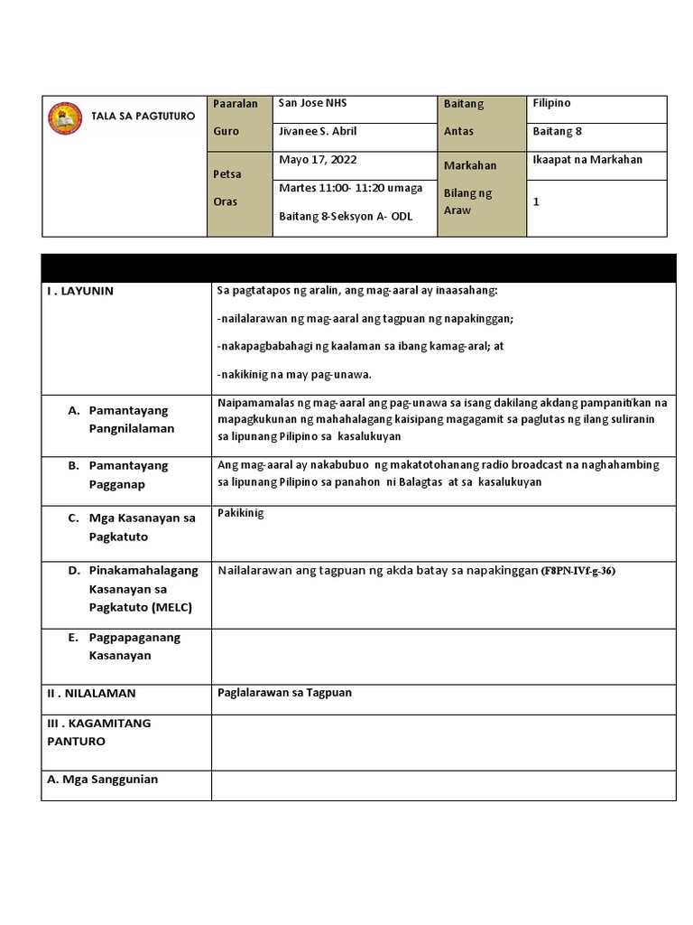 Filipino 8-LE-QUARTER-4-WEEK-2 | PDF