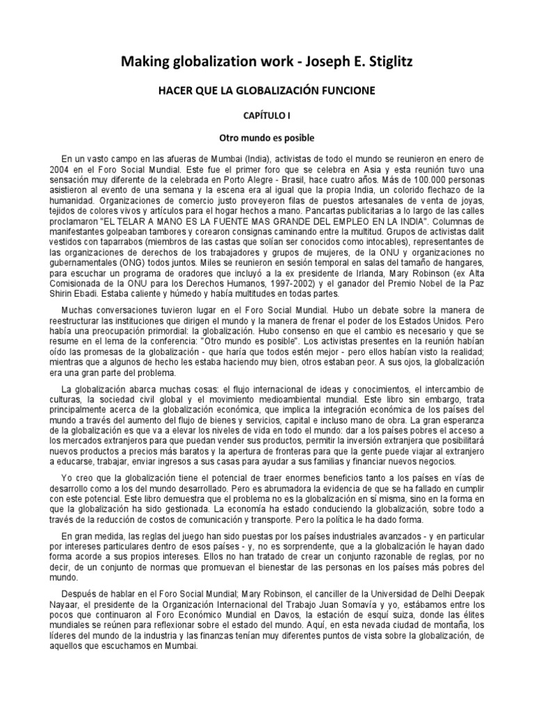 Capítulo I - Otro Mundo Es Posible - Making Globalization Work | PDF ...