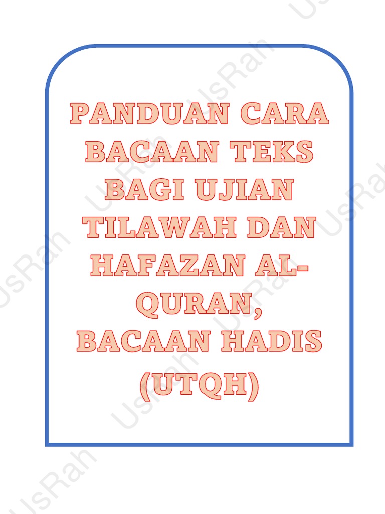 Panduan Cara Bacaan Teks Utqh SPM | PDF | Quran | Islam