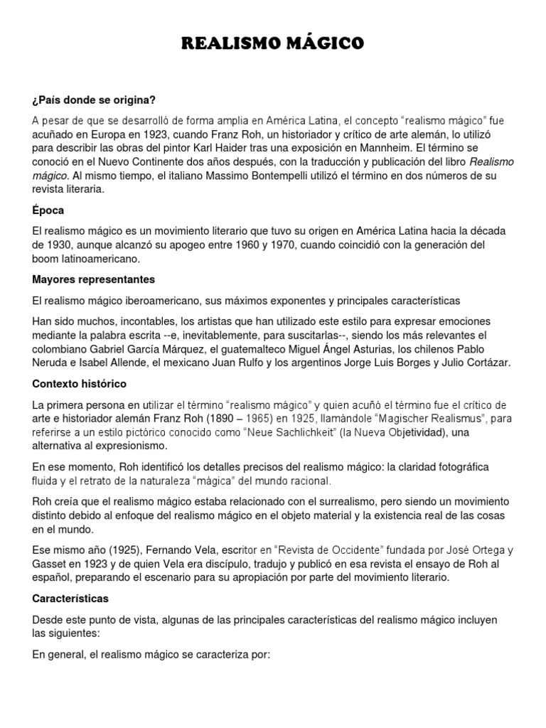Historia del Realismo Mágico | PDF | Estética | Las artes