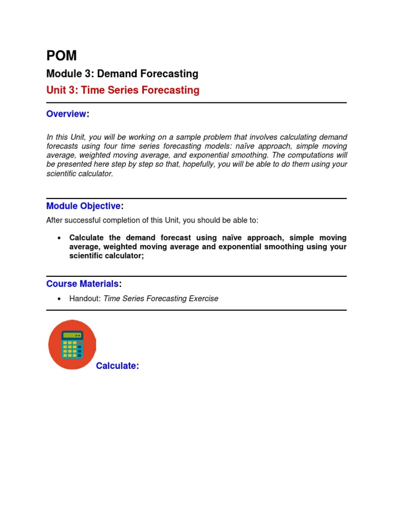 POM Module3 Unit3 | PDF | Forecasting | Moving Average