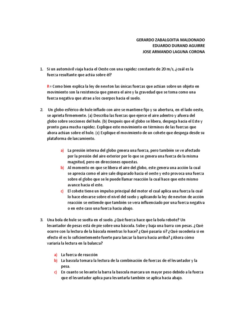 Leyes de Newton (TAREA) | PDF | Fuerza | Las leyes del movimiento de Newton