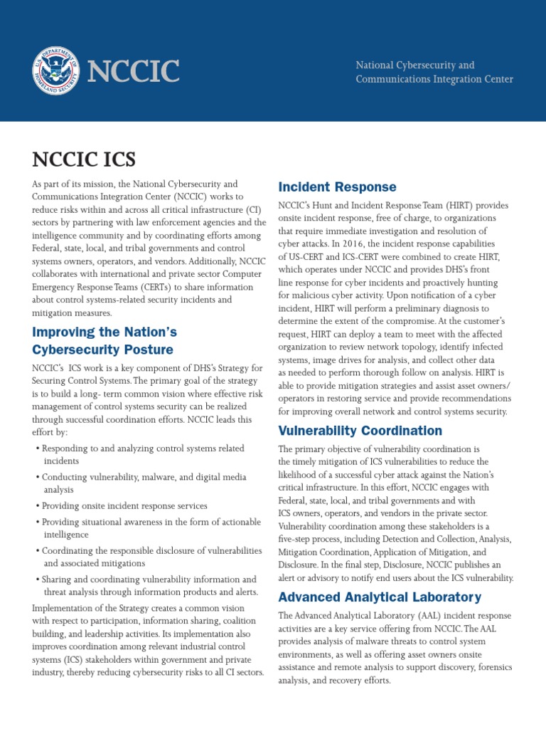 NCCIC ICS - FactSheet - NCCIC ICS - S508C | PDF | Computers ...