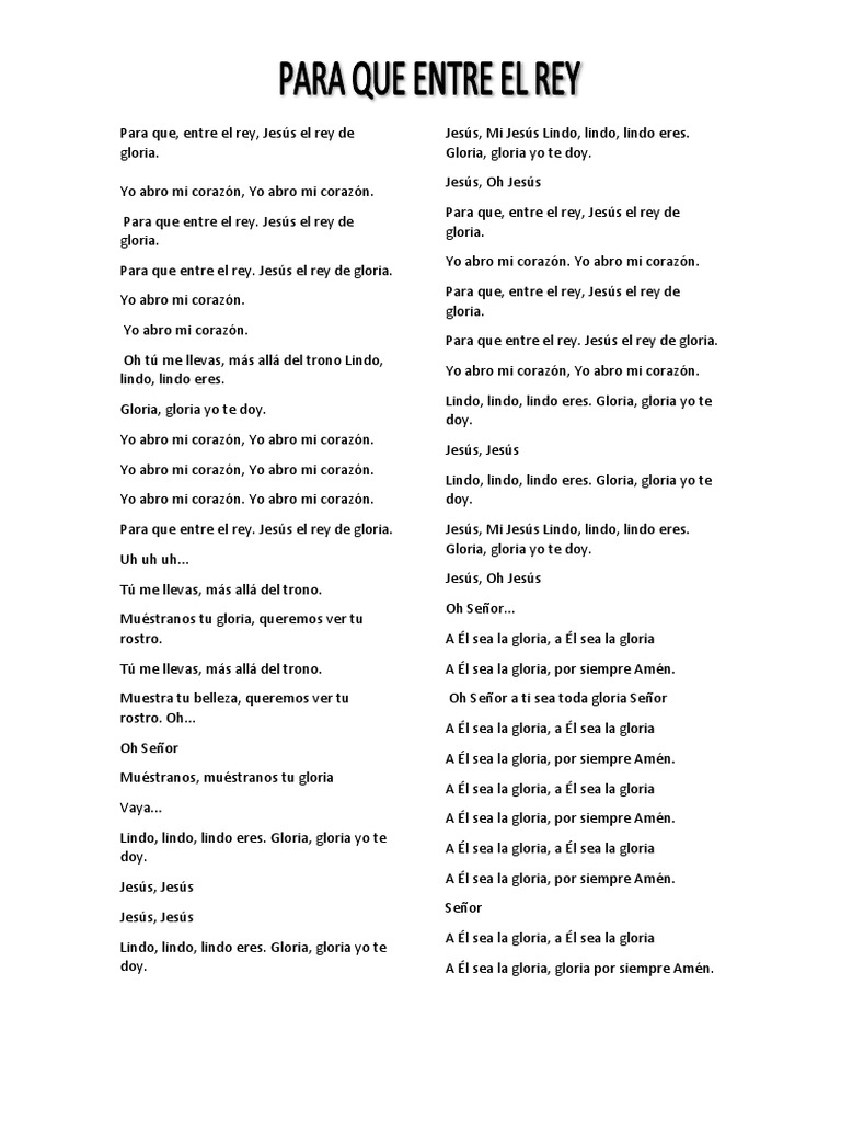 Alabanza para Que Entre El Rey | PDF