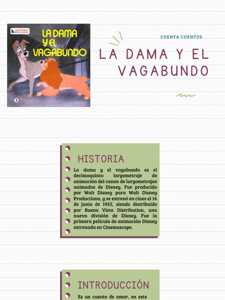 Presentacion La Dama y El Bagabundo | PDF