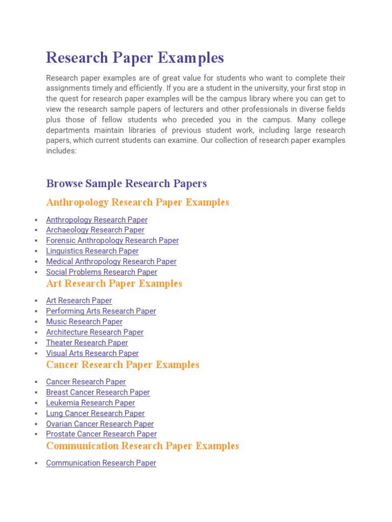 Research Paper Examples | PDF | Psychology | Academic Publishing