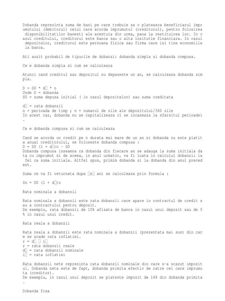Calculul Dobanzii | PDF