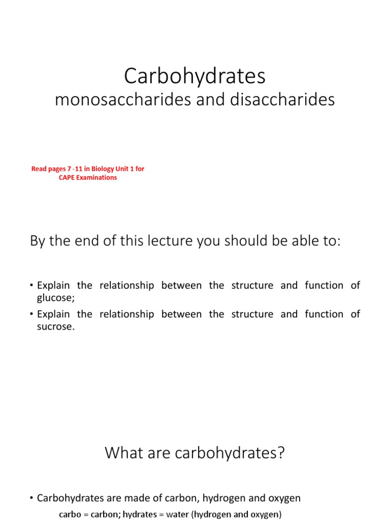 Carbohydrates Lecture Mono and Disaccharides 2020+ | PDF ...