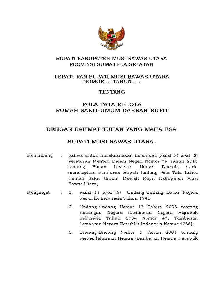 Perbub Tata Kelola Rsud Rupit 2022 | PDF