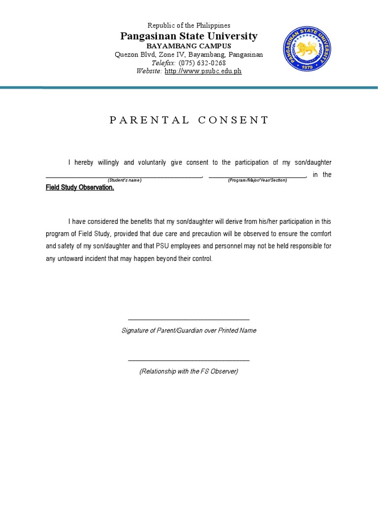 Parental Consent FS Observation | PDF