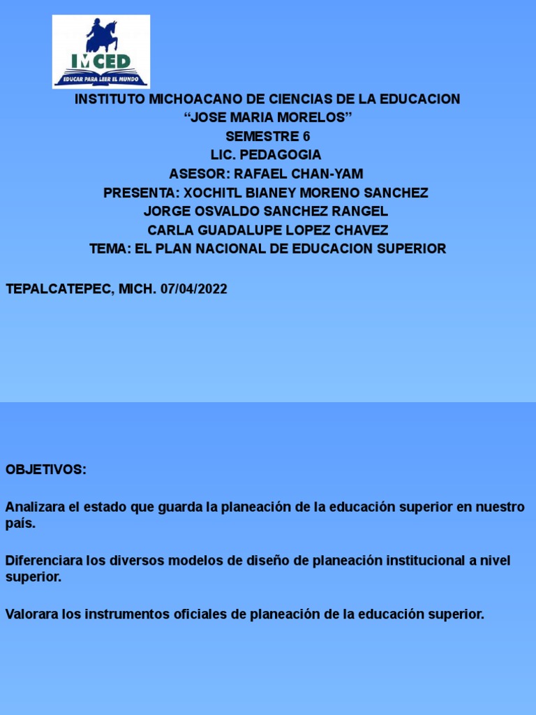 Plan Nacional Educacion Superior | PDF | Educación más alta | Planificación