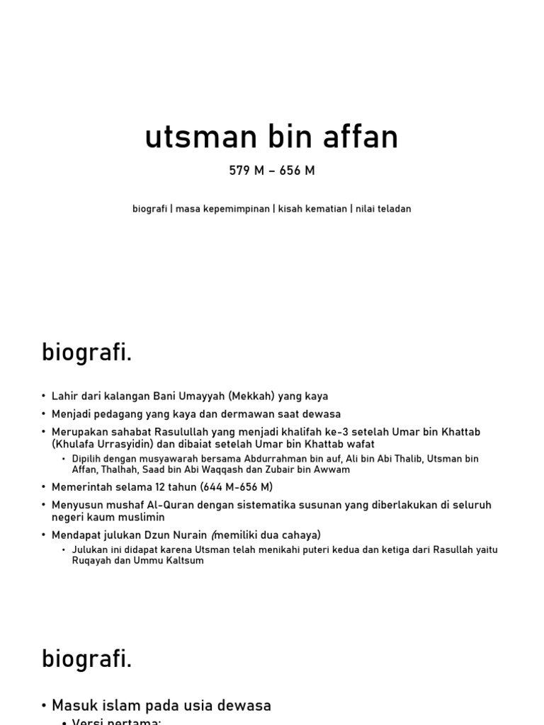 Utsman Bin Affan | PDF