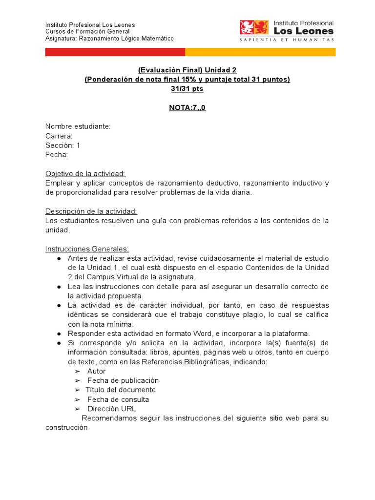 Evaluacion Final U2 A | PDF | Prueba (evaluación)