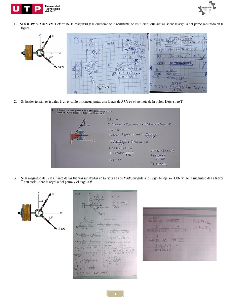1 Semana 2 Practica de Clase | PDF | Vector Euclidiano | Fuerza