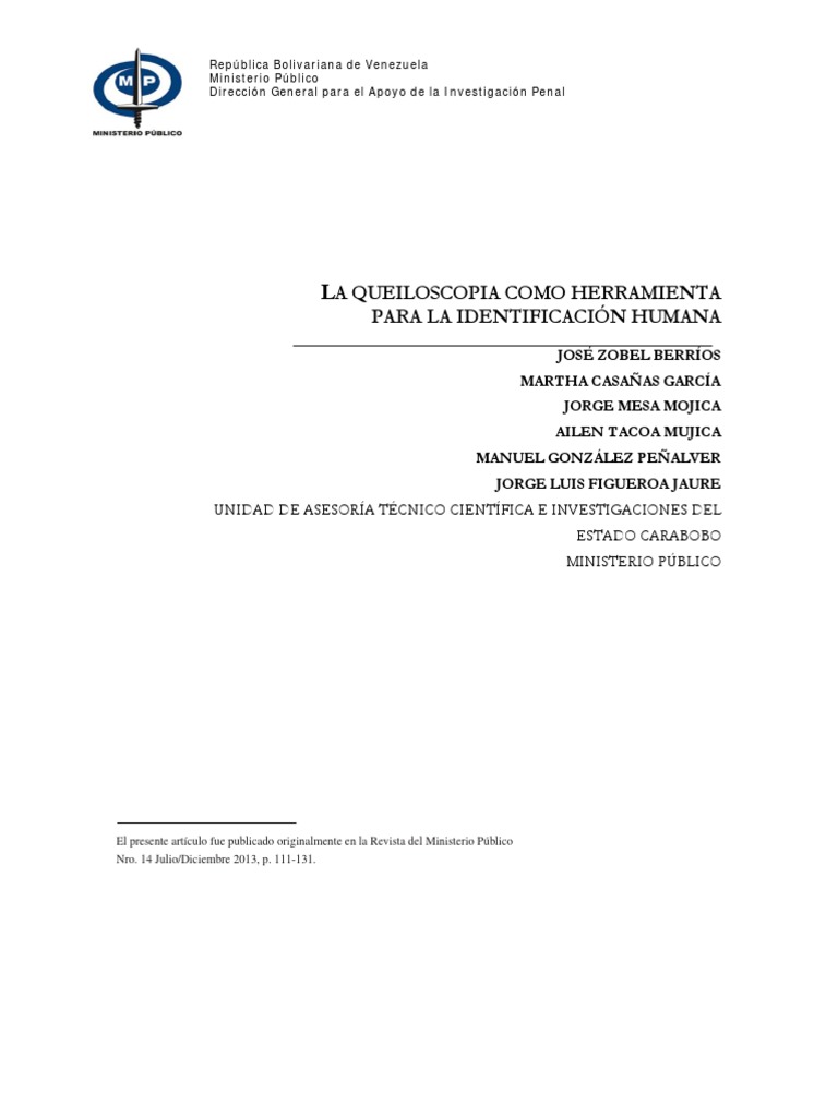 Artículo Queiloscopia Como Herramienta de Identificación Humana MP ...