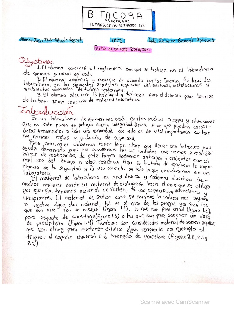 BITACORA 1 Quimica General Aplicada | PDF