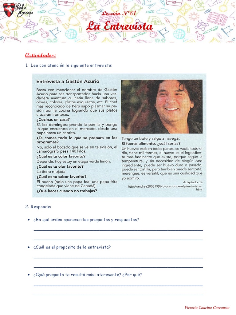 Actividades de Entrevista para Primaria | PDF