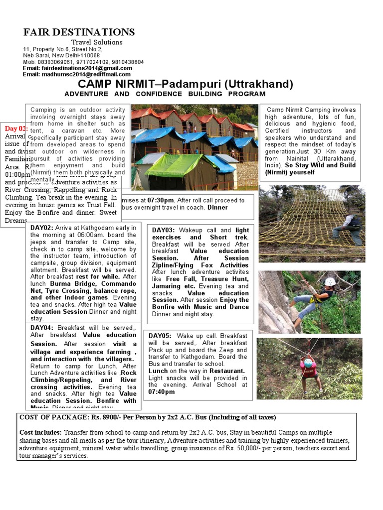 Camp Nirmit For Mcs Value Education Trip | PDF | Lunch | Camping