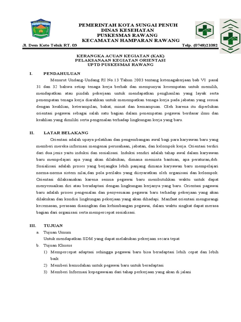 Kak Orientasi Pegawai | PDF